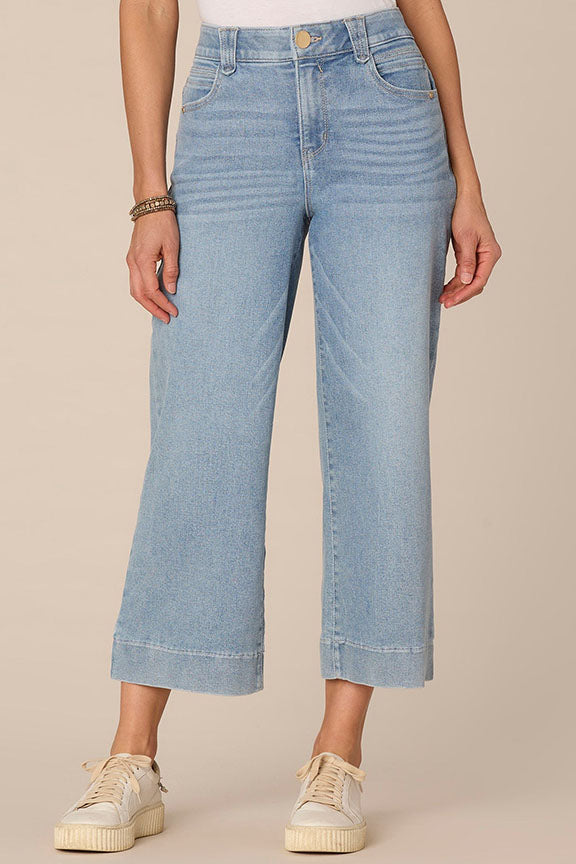 High Rise Cropped Wide Leg Jeans with Whiskering – Michelle's Ruidoso